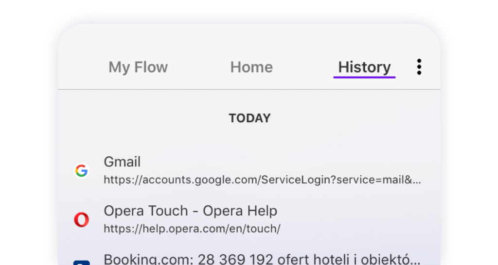 Verlauf - Opera Touch - Opera Help