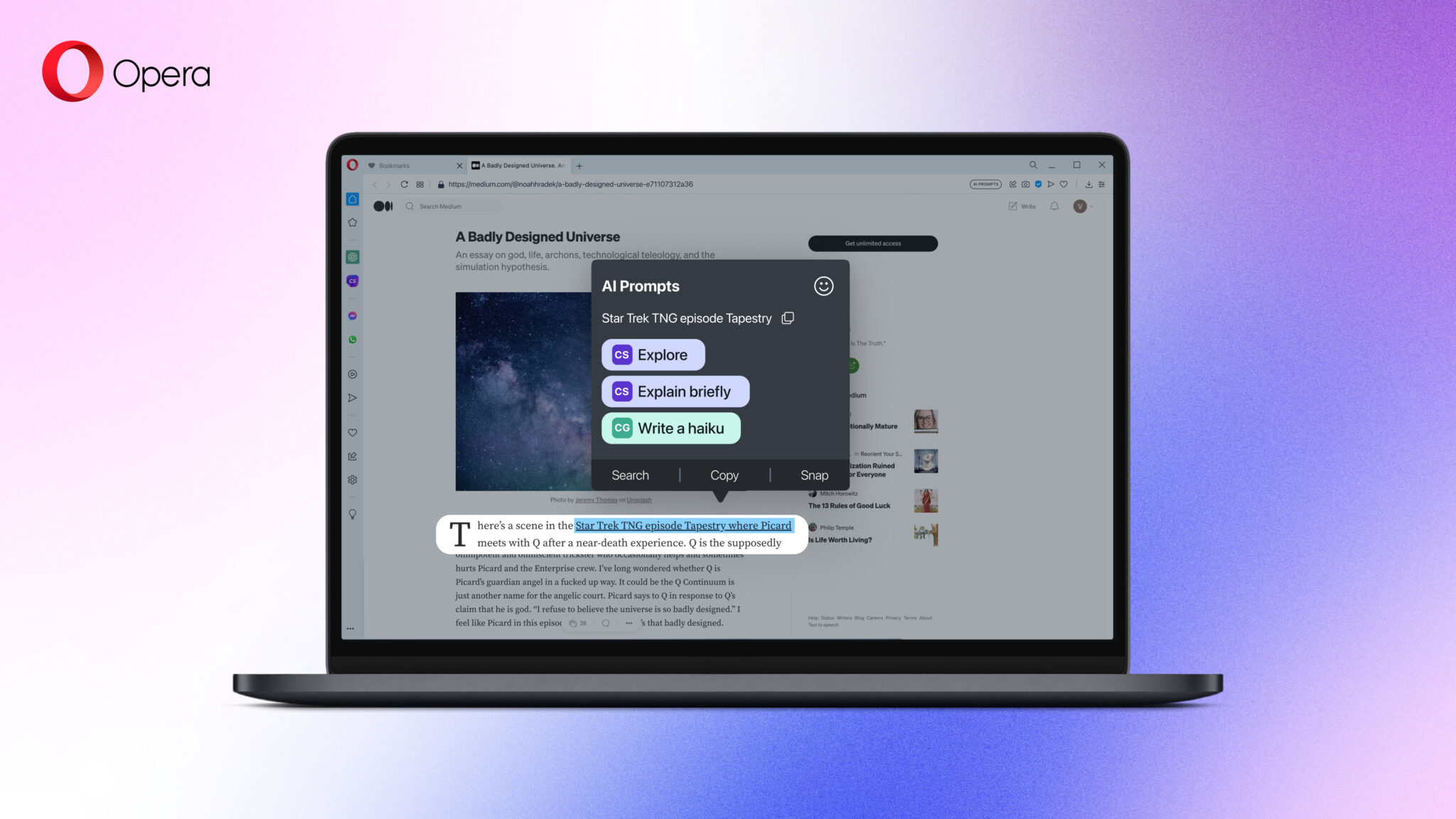 Opera goes live with generative AI tools in Desktop browser and Opera ...