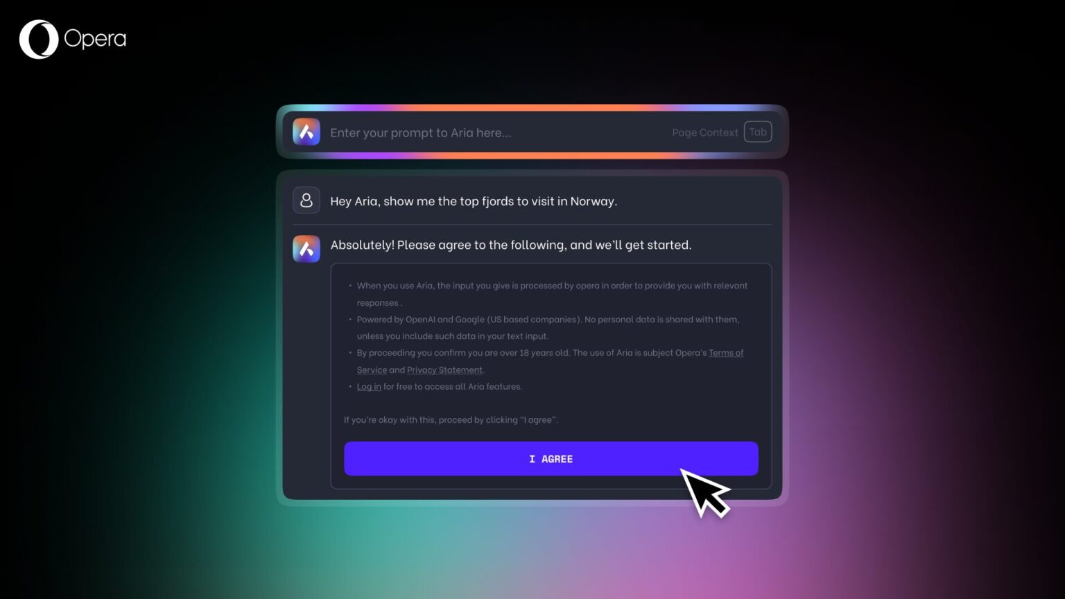 Opera makes Aria AI available without log-in - Opera Newsroom